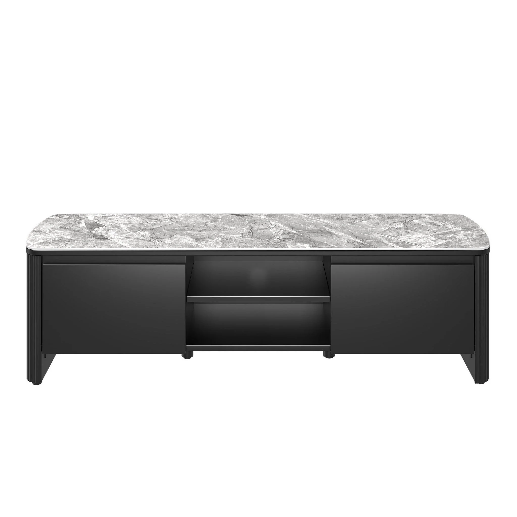 Roberto - Gloss Light Grey Ceramic TV Unit - KEENS Belfast