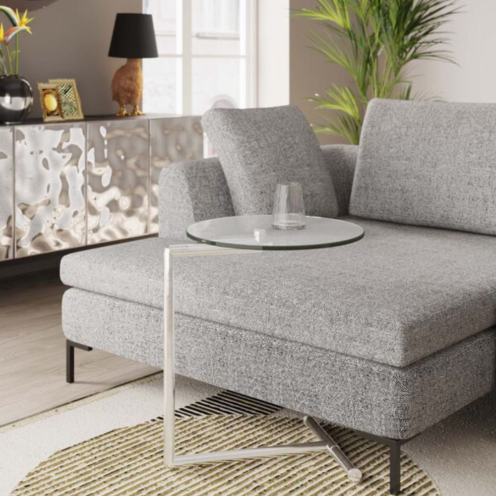 Move Table - Clear Glass & Chrome - KEENS Belfast