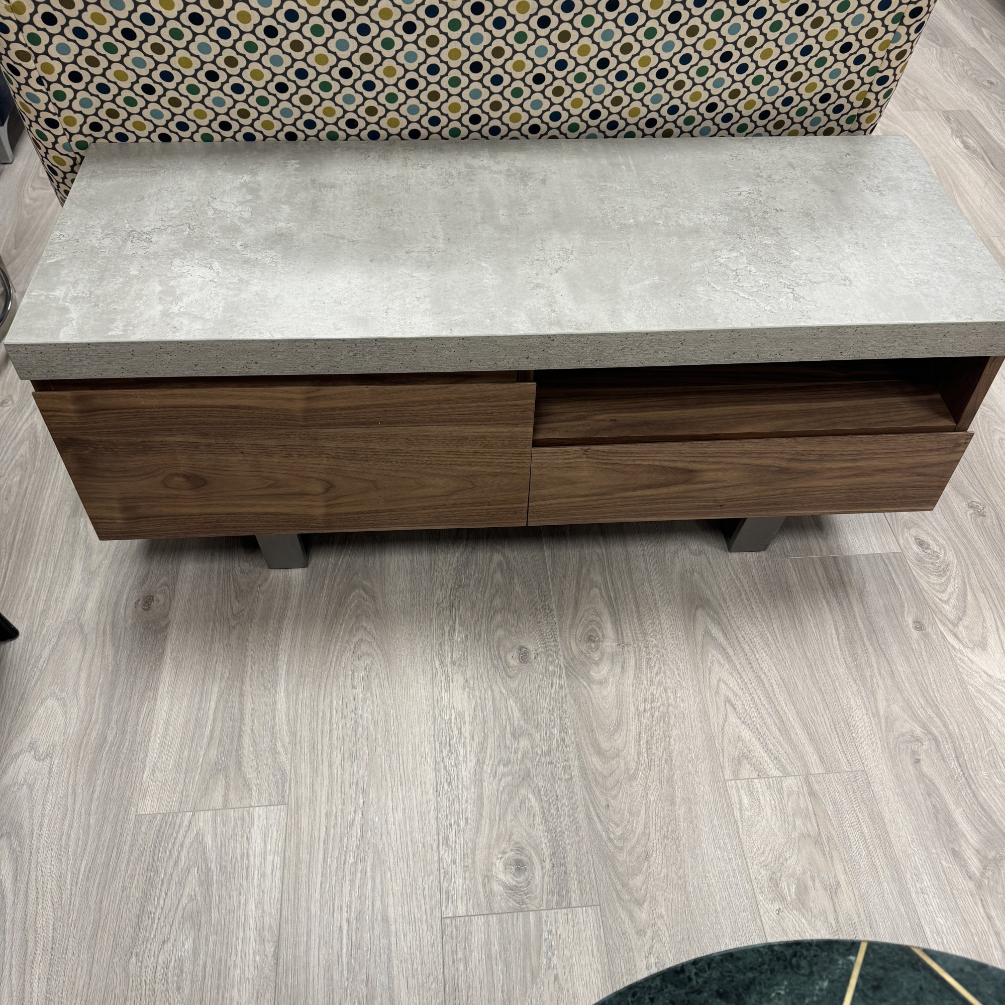 Urban - TV Unit - Concrete Look Top with Walnut Veneer Drawers - KEENS ...
