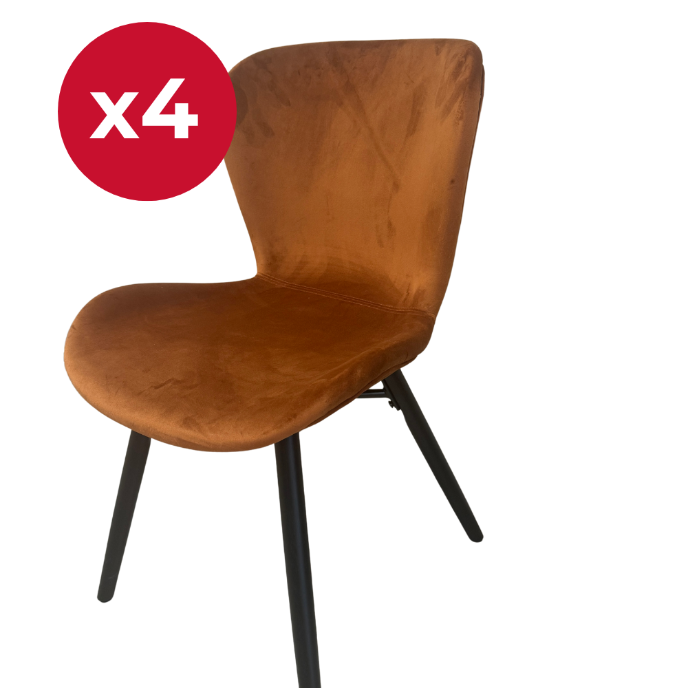 Set of 4 Batilda - Rust Velvet Dining Chairs - KEENS Belfast